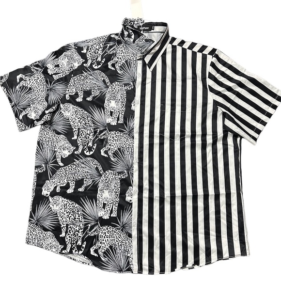 Vatpave | Shirts | Mens Tiger Striped Patchwork Holiday Shirt Size Xxl ...